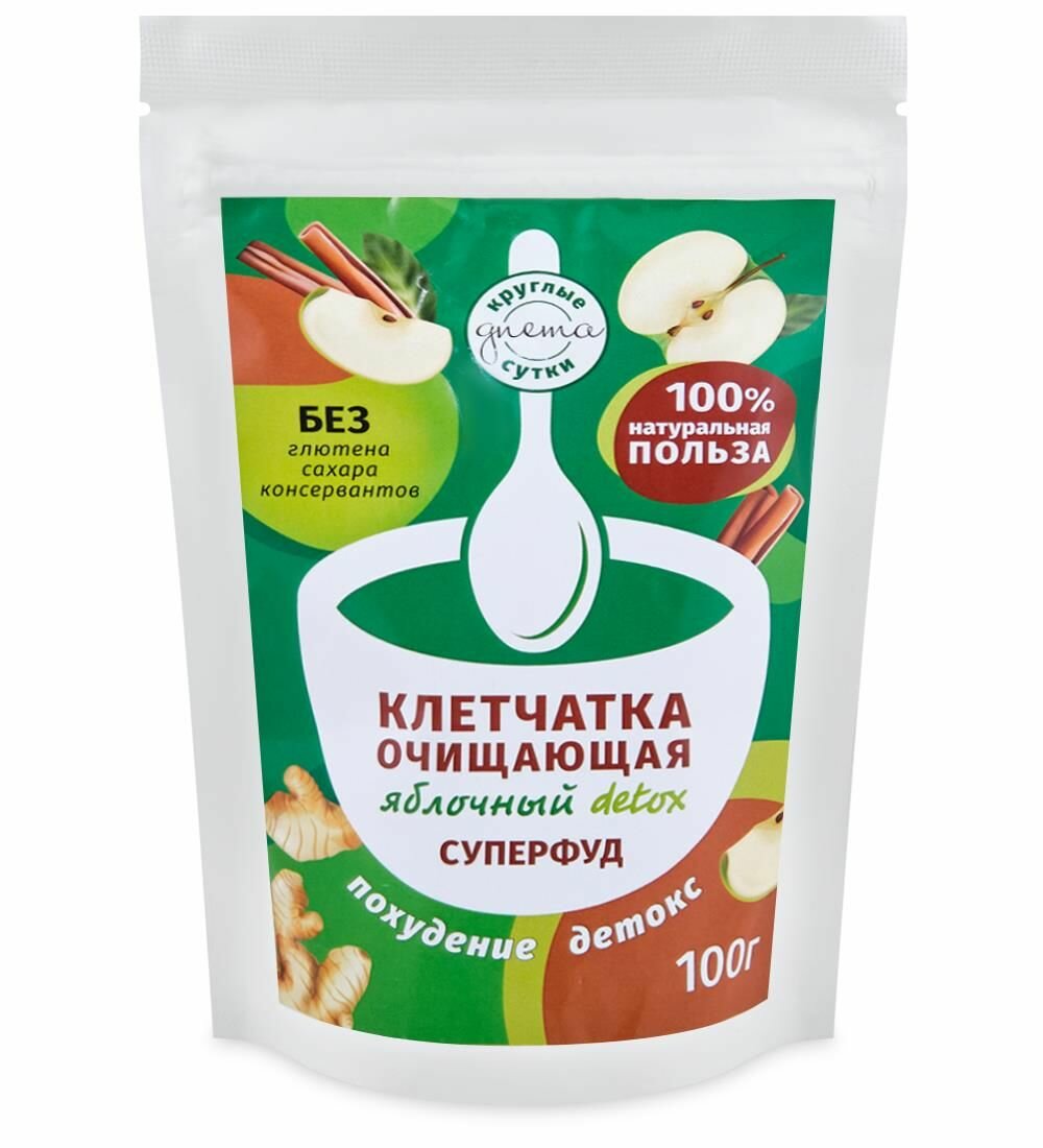 Очищающая клетчатка Яблочный detox 100 гр. A2183324 флексартис, Клетчатка из сушеной мякоти яблок, корица, имбирь