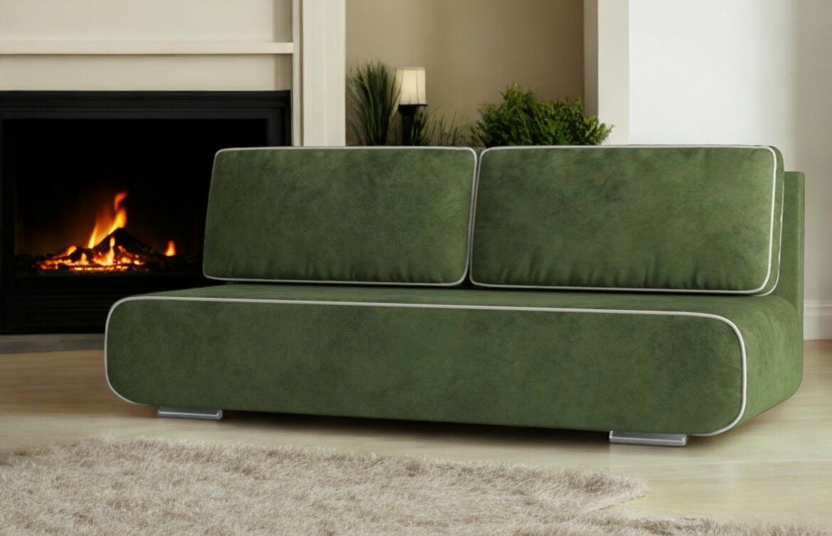 Диван «Смайл», прямой, механизм еврокнижка, велюровая обивка, зеленый, независимый пружинный блок, для дома/офиса
