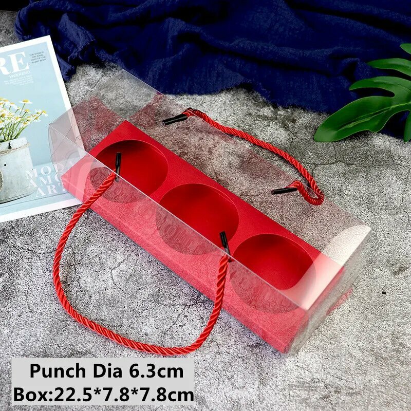 ЛBSISI Life прозрачные коробки для кексов 10 шт Красный, 10pcs Red 3 Holes