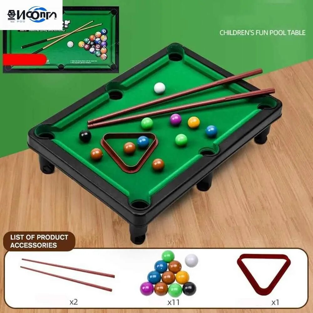 Настольная игра в бильярд, мяч, шест, треугольник. Набор для мини-настольного бассейна для детей В комплект входит бильярдный стол,