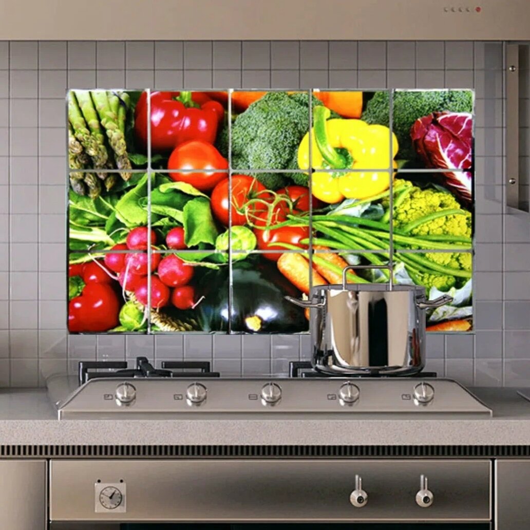 Кухонный экран Bradex "Овощи", для защиты от брызг, 45x75 см, 2 шт