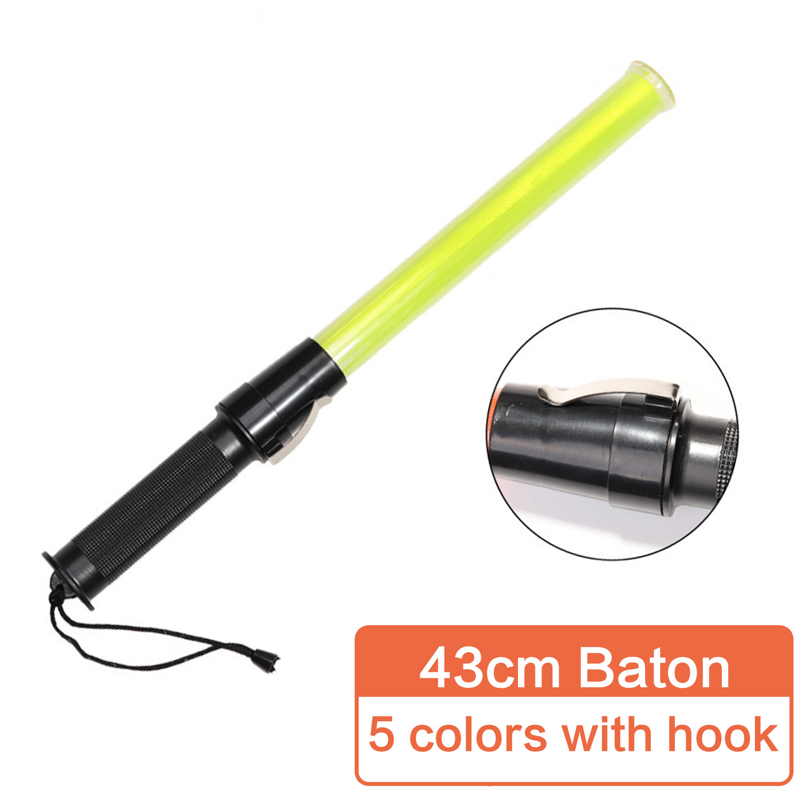 Светодиодный сигнальный жезл для регулирования дорожного движения, длиной 43 см, с крюком, аварийный мигающий стержень, желтый.