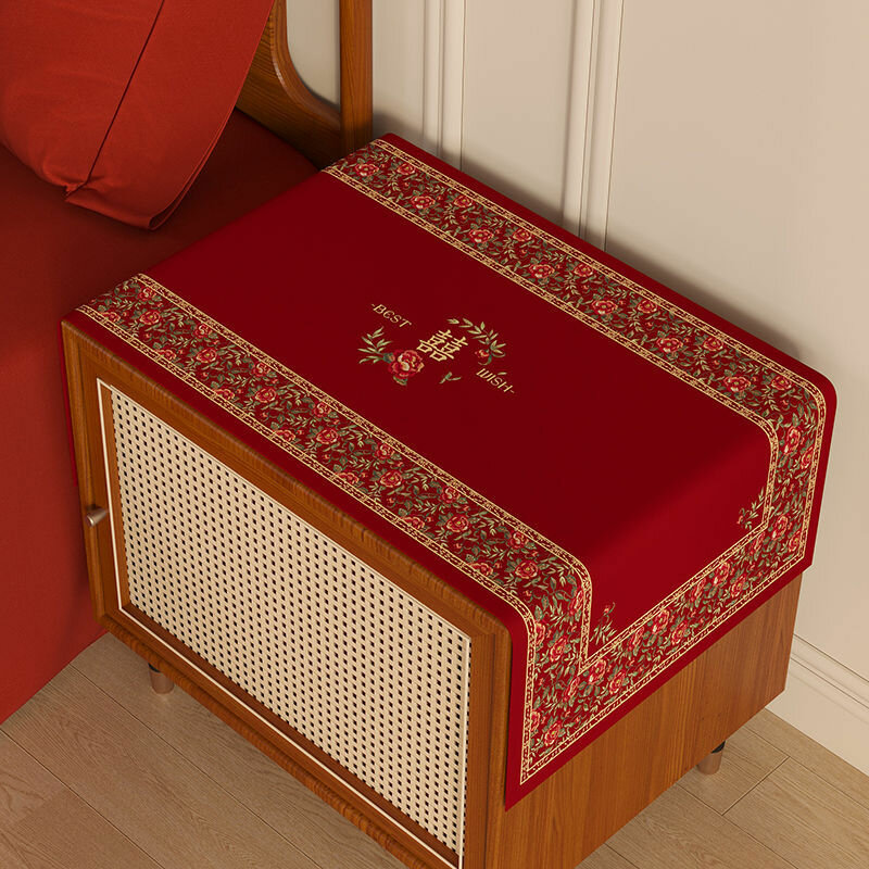 Горячая продажа новой китайской стилистики, чехол для прикроватной тумбочки, свадебный красный праздничный чехол, радостные слова, чехол от пыли, полотенце