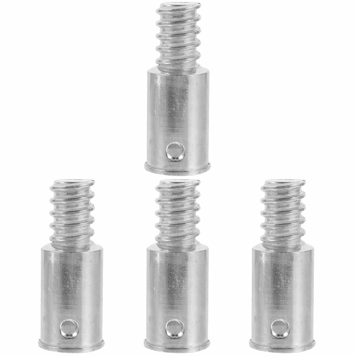 Серебристые алюминиевые резьбовые наконечники с заклёпками для удлинителей ручек уборочных щёток 4 шт