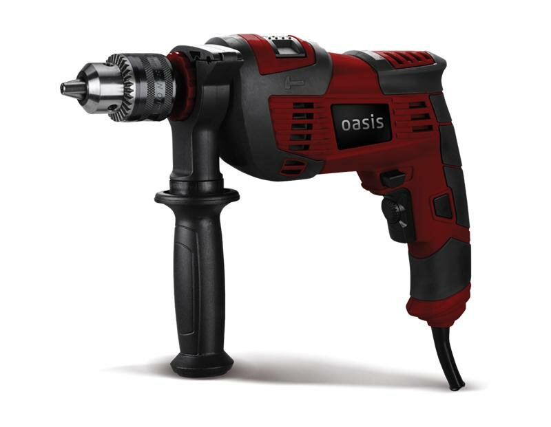 Дрель ударная 850ВТ 0-3300 об. МИН.0-42000 УД/МИН реверс РЕГ. Об. Ключ патрон 13ММ ВЕС 1.9КГ OASIS
