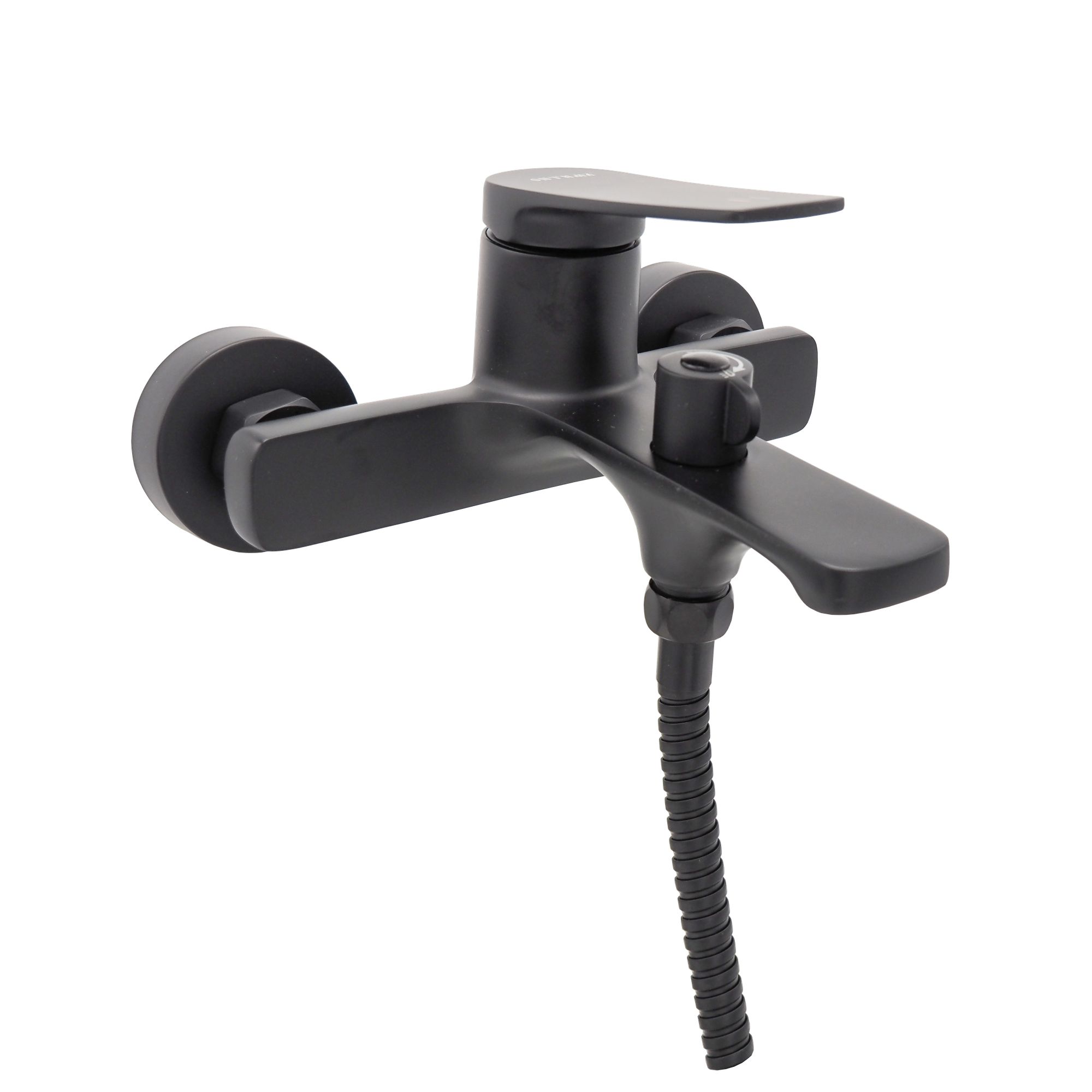 Смеситель Оптима для ванны, короткий излив, 35 мм, хром, латунь, черный