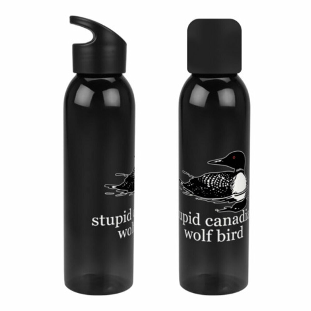 Бутылка для воды «stupid canadian wolf bird» (черный)