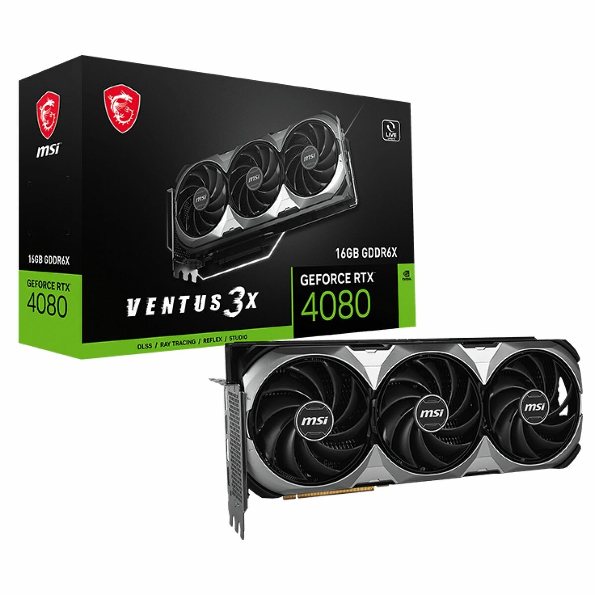 Видеокарта MSI RTX4080 VENTUS 3X E 16GB GDDR6X 256bit 2xDP 2xHDMI 3FAN RTL