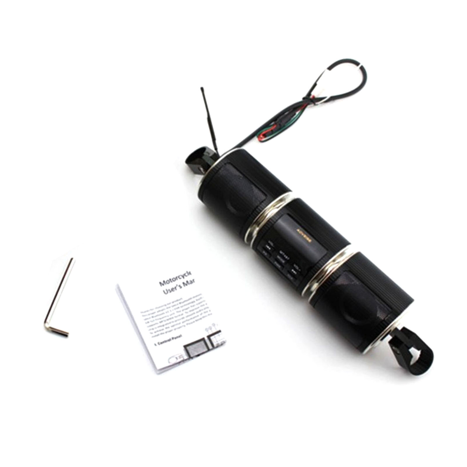 Водонепроницаемая мотоциклетная стереосистема с Bluetooth, MP3-плеером, USB, AUX и радио (черная).