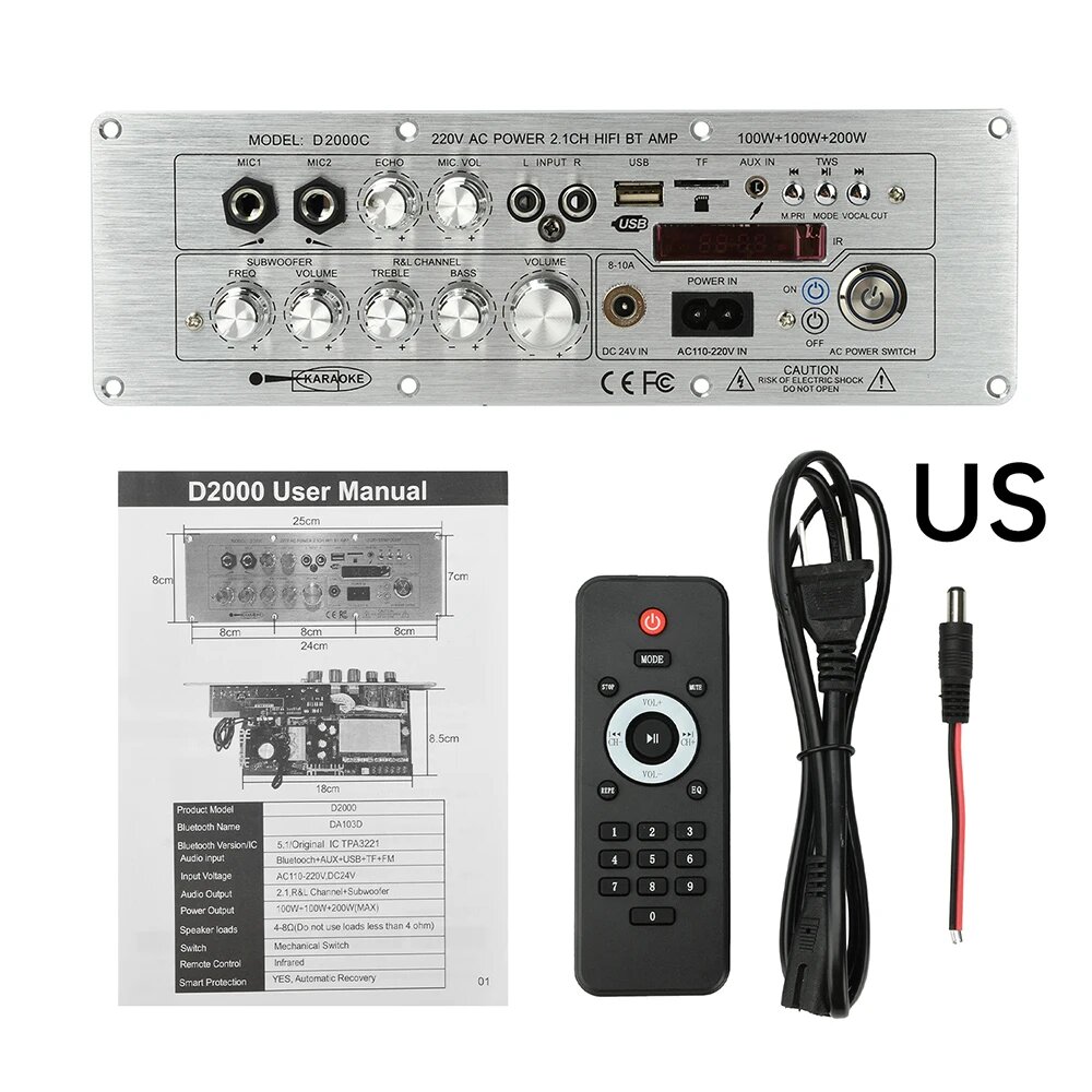 Усилитель D2000 Bluetooth 2.1