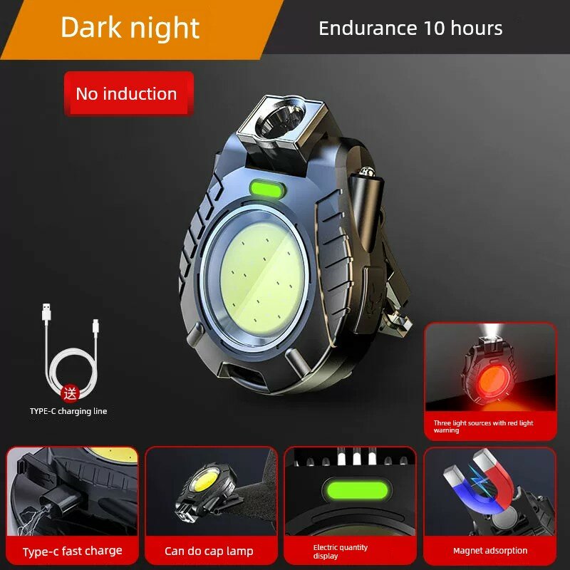 Фонарик на брелоке, фонарик на креплении для шляпы, налобный фонарь с датчиком для ночной рыбалки, перезаряжаемый
