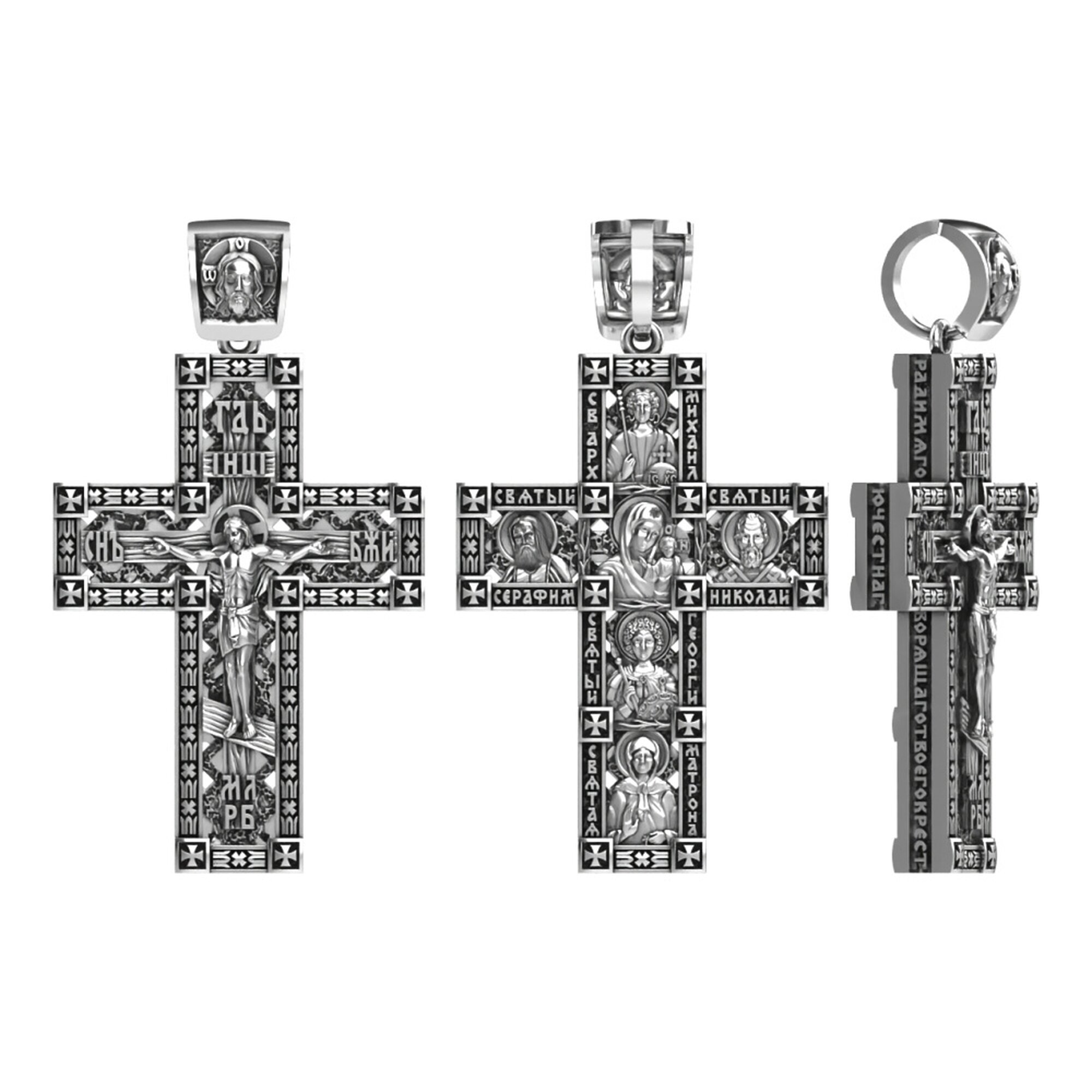 Крестик, серебро, 925 проба, чернение