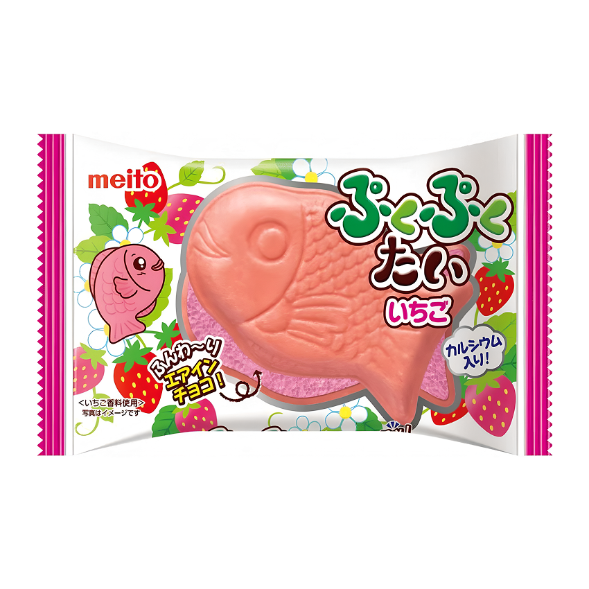 Meito Вафельное печенье "Рыбки" тайяки с клубничной начинкой 16,5гр