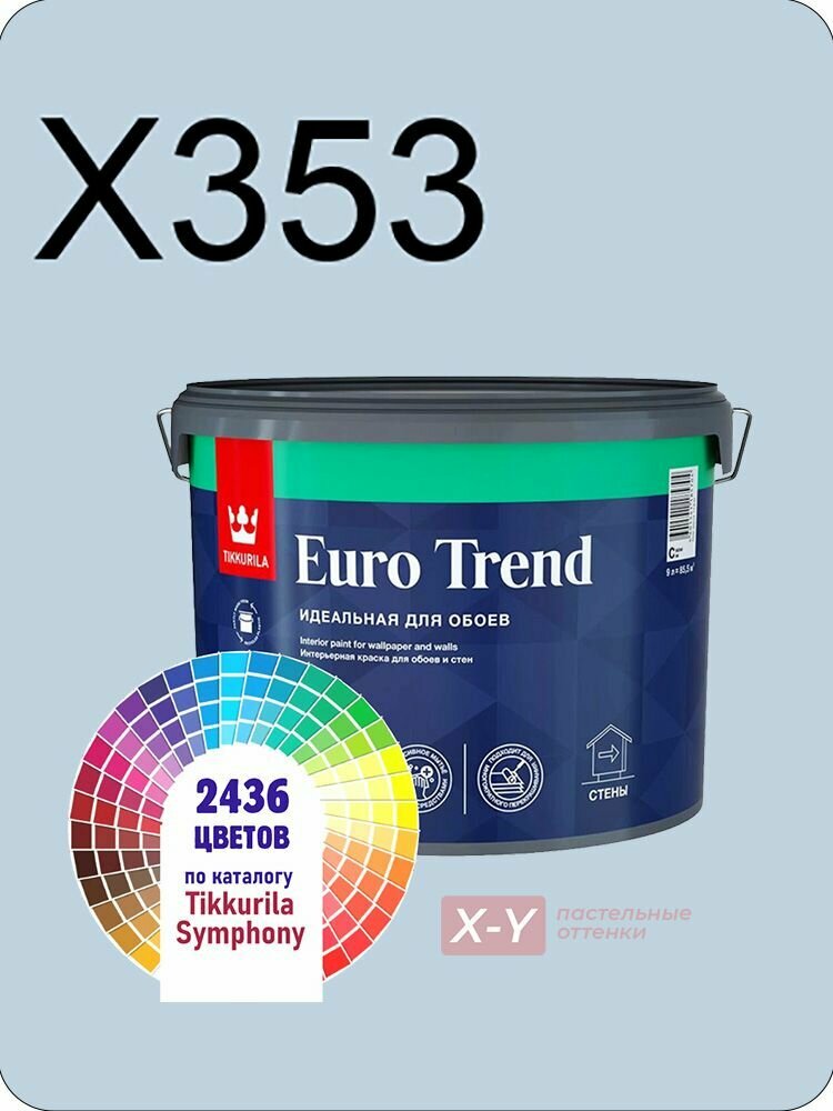 Краска для обоев Tikkurila Euro Trend 9л. пастельные оттенки X353