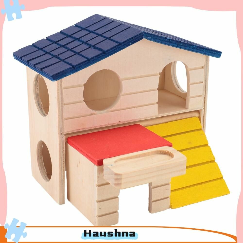 Уютный деревянный домик для хомяка с горкой безопасный и комфортный интерьер для питомца