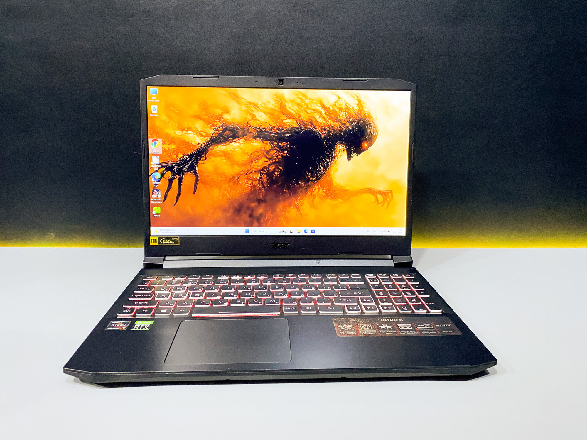 Игровой Ноутбук Acer Nitro 15.6" 144Hz/AMD Ryzen 7-5800H 8/16* 3,20-4,40GHz/RTX3060-6Gb/16Gb/SSD128Gb+HDD500Gb
