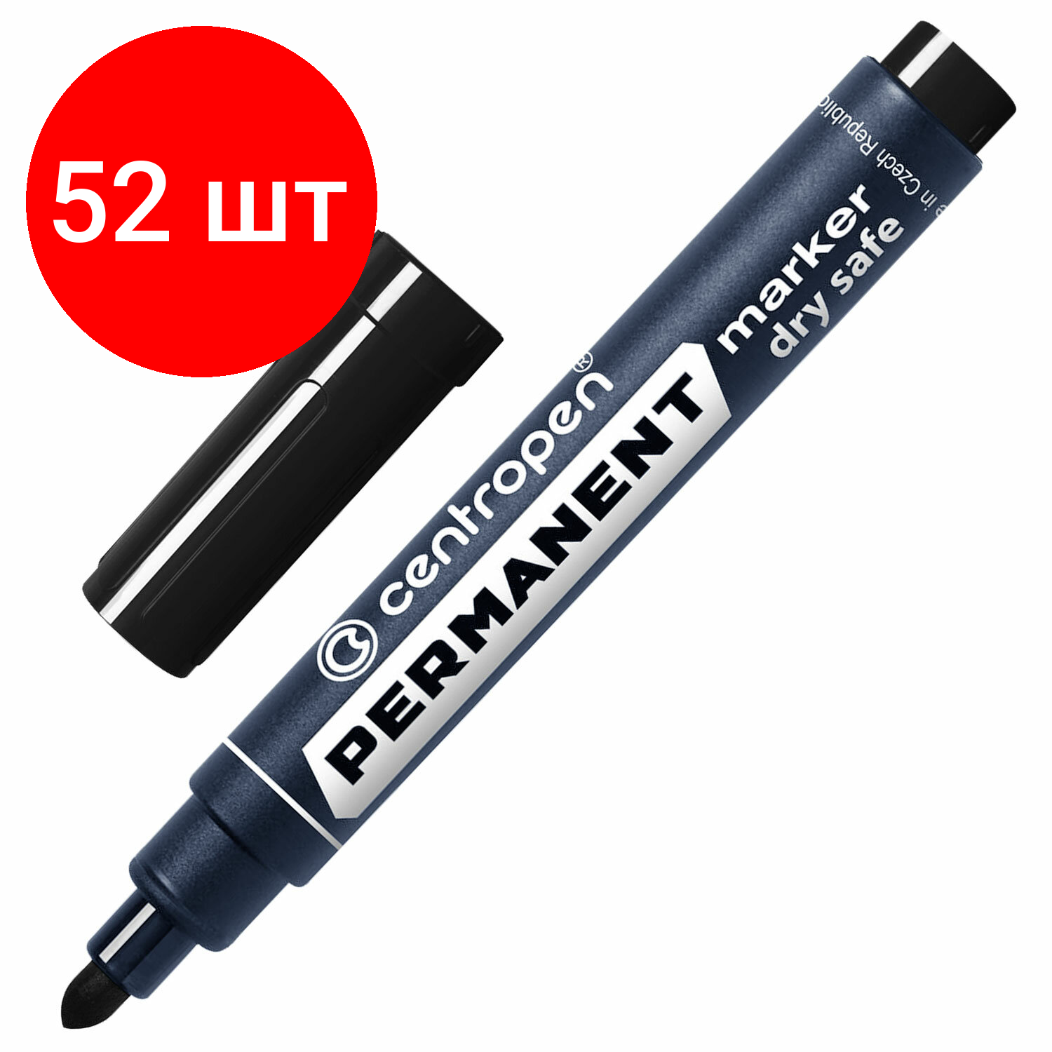 Комплект 52 шт, Маркер перманентный CENTROPEN 8510, черный, круглый наконечник, 2.5 мм, 8510, 5 8510 0112