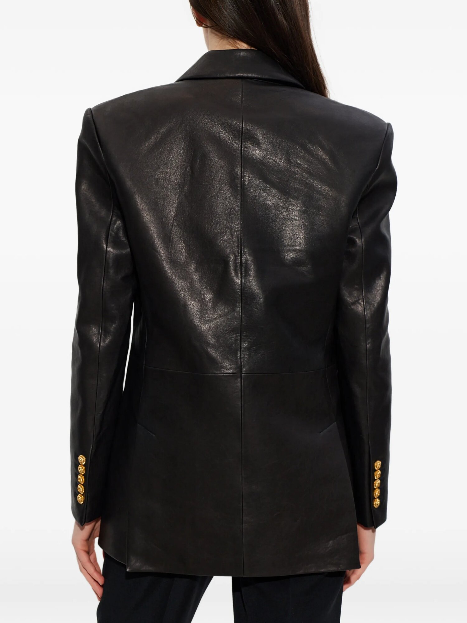 Куртка BALMAIN Lion-button leather jacket, размер 38 — фото 1