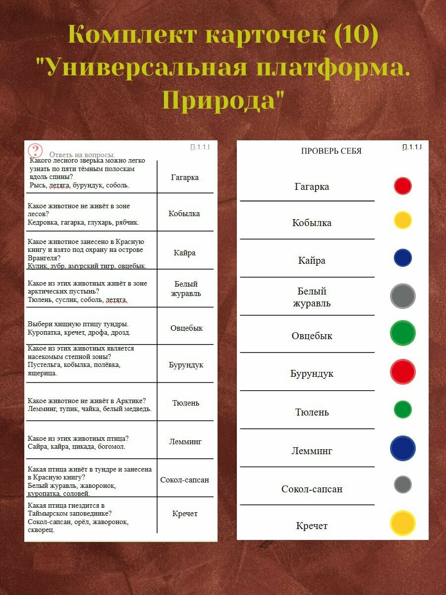 Комплект карточек (10) "Универсальная платформа. Природа"