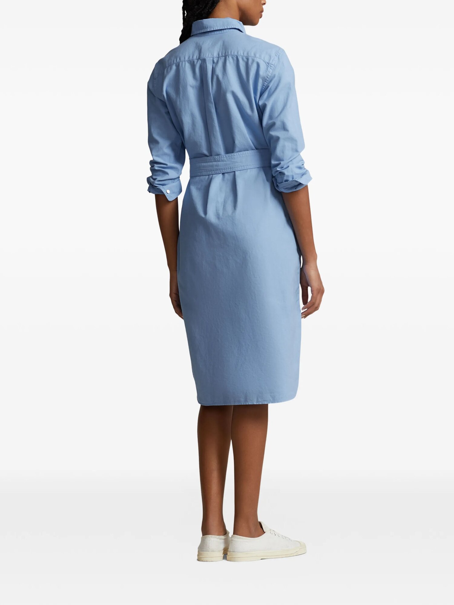Платье Polo Ralph Lauren Buttoned belted midi dress, размер 8, синий — фото 1