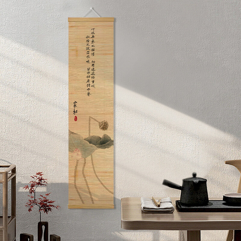 Новая китайская стильная бамбуковая занавеска, висящая в чайной, зен-прокатная живопись, каллиграфическая живопись для гостиной, декоративная живопись для фоновой стены