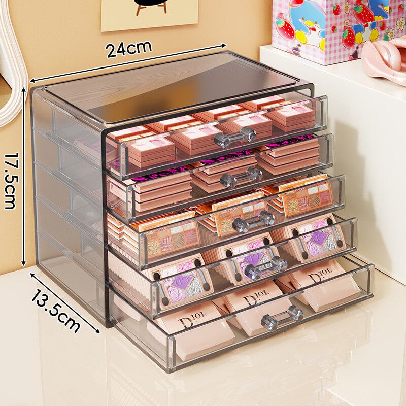 Косметическая коробка для хранения, настольный органайзер для палитры теней, акриловый многослойный разделитель для помады и пудры, прозрачный органайзер