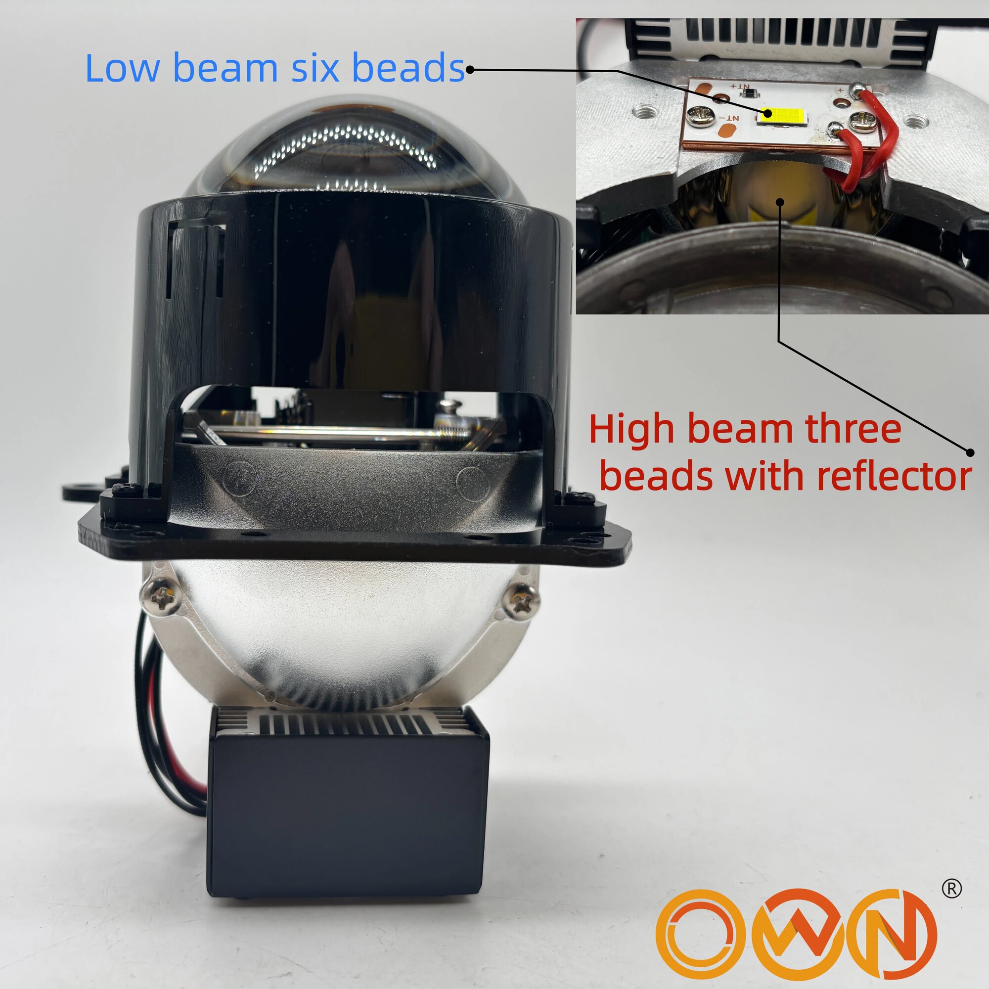 Новый комплект мини-LED-проекторов OWN ZSH 2.5" 58W BILED с двумя отражателями для фар LHD/RHD, высокая мощность, ближний/дальний свет, 2.5 дюйма 1PC LHD BEAM