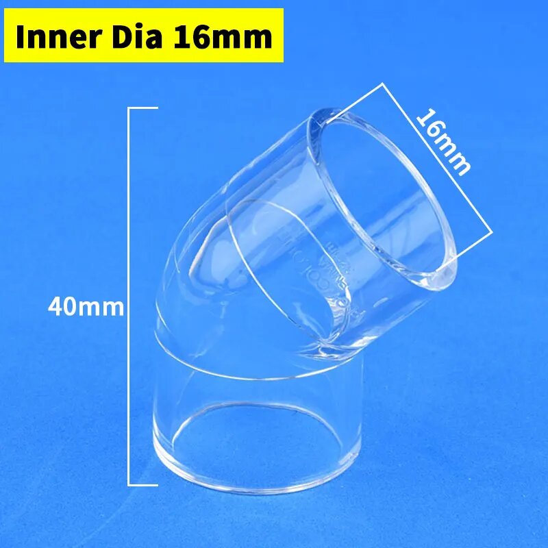 Угловой соединитель для аквариума, Inner Dia 16mm, прозрачный