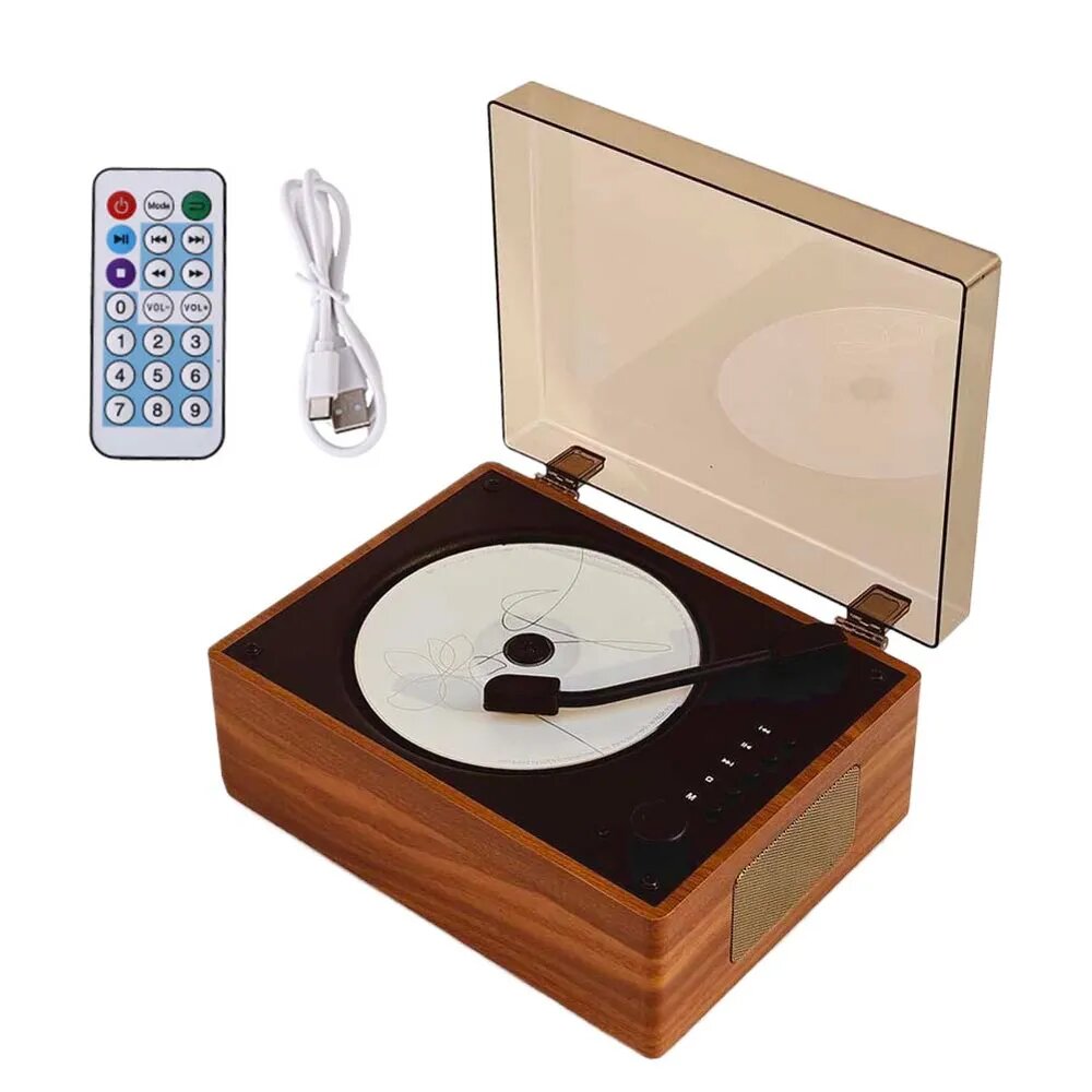 MP3-плеер с дистанционным управлением, светло-коричневый виниловый проигрыватель
