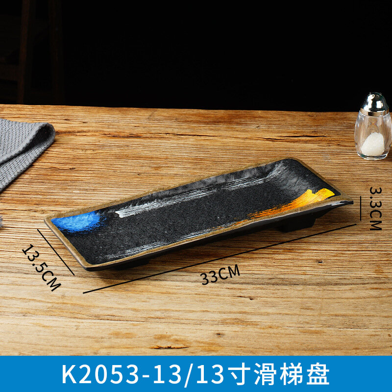 Меламиновая тарелка Суши тарелка Длинная тарелка Прямоугольная тарелка для закусок Тарелка для барбекю Имитация фарфора