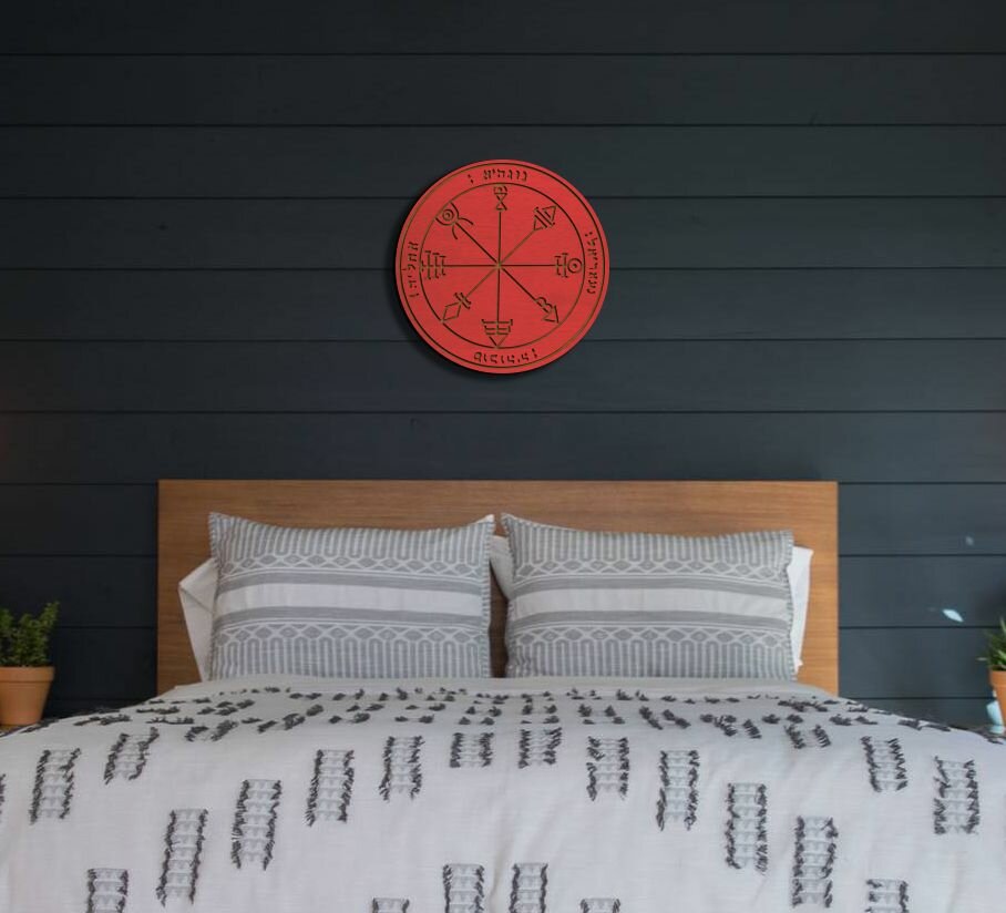 Декор на стену "Первый Пентакль Венеры", декорация настенная, панно из дерева (Печать, сигил, царь Соломон)