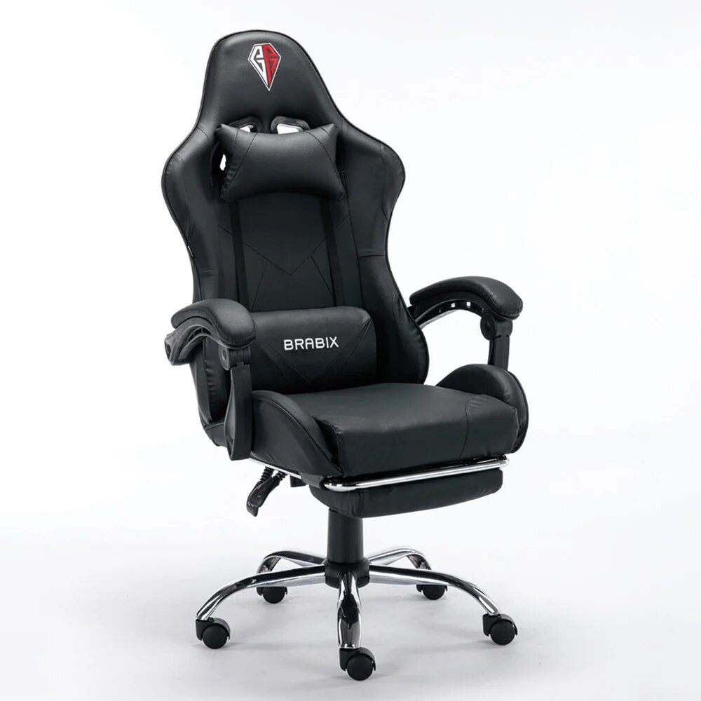 Компьютерное кресло BRABIX dexter gm-135, подножка, две подушки, экокожа, черное 532800