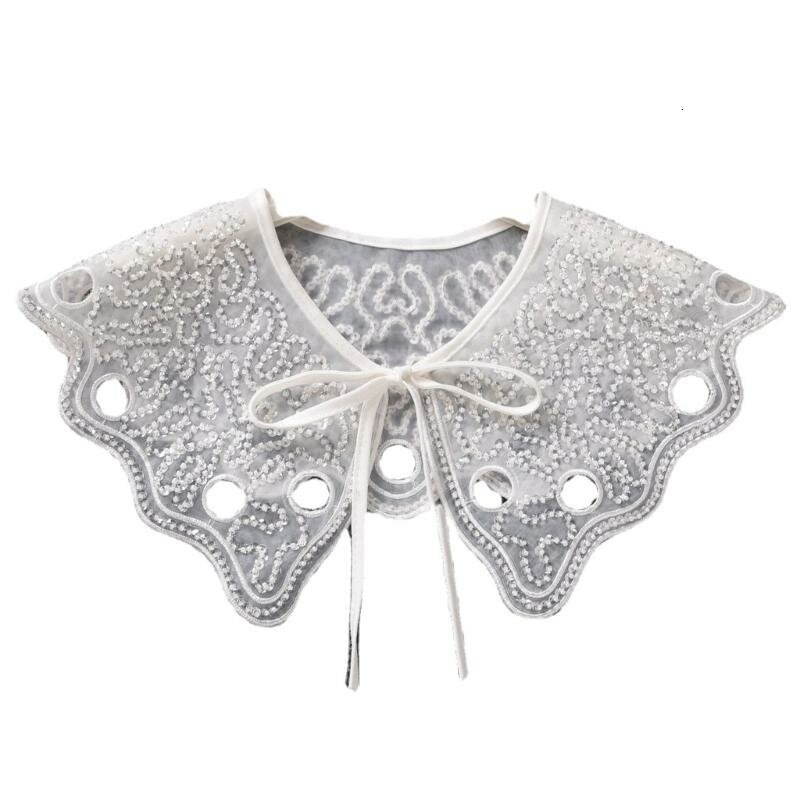 Вышитый бисером воротник для блузки, Белый