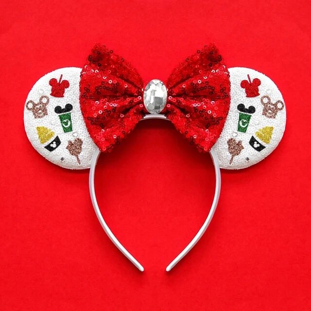 Повязки на голову с ушками Микки Мауса от Disney, аксессуары для волос для вечеринок для девочек и женщин, повязки на голову с Минни Маус, детские повязки на голову с бантиками и пайетками, подарки.