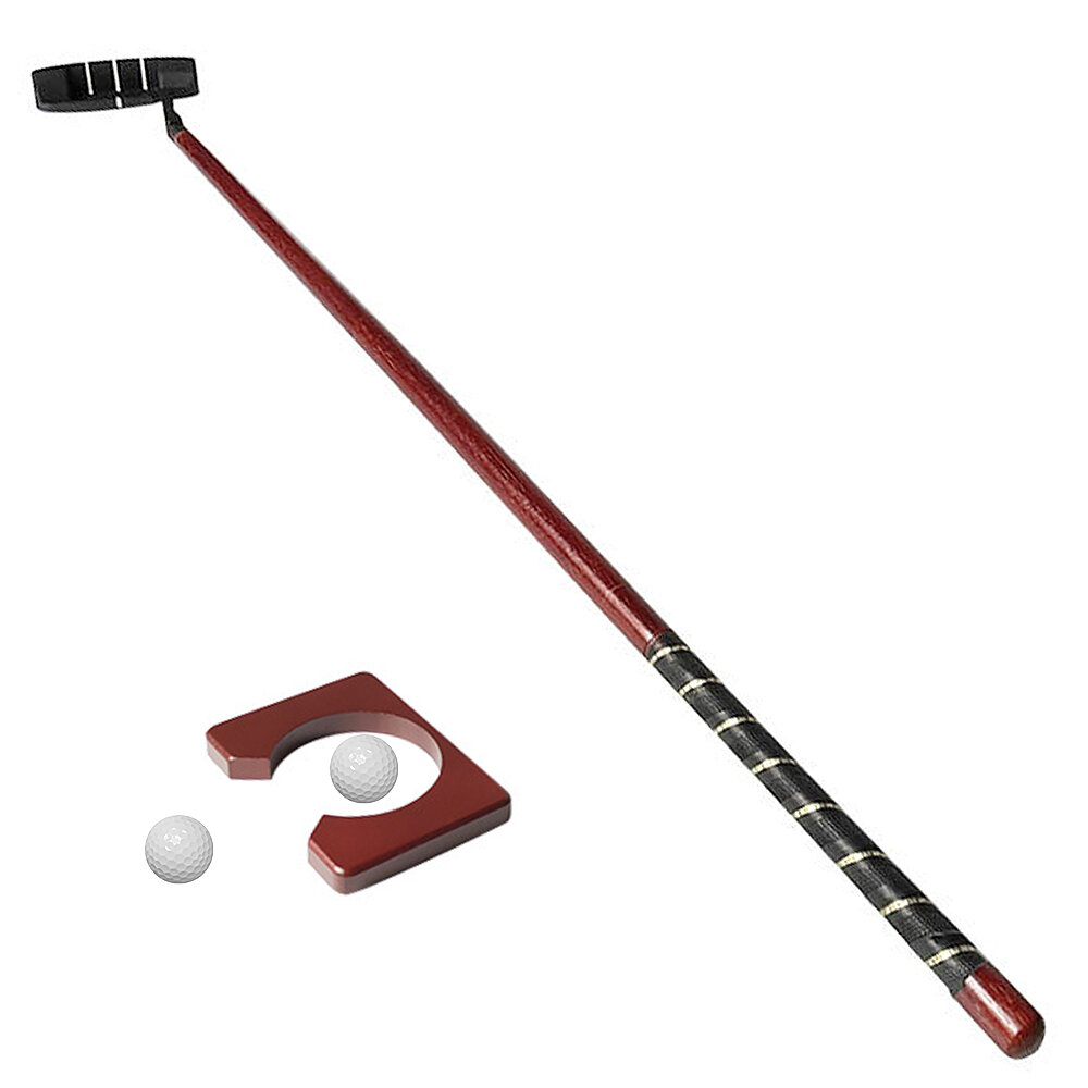 Набор для гольфа с путтером, 2 мячами, воротничком, деревянным стойкой и сумкой для хранения, для путешествий, дома, тренировки, портативный, для правшей руки, модель A/B/C, материал дерево, вес 780г/27.5 унции, длина 89см/35 дюймов, размер упаковки