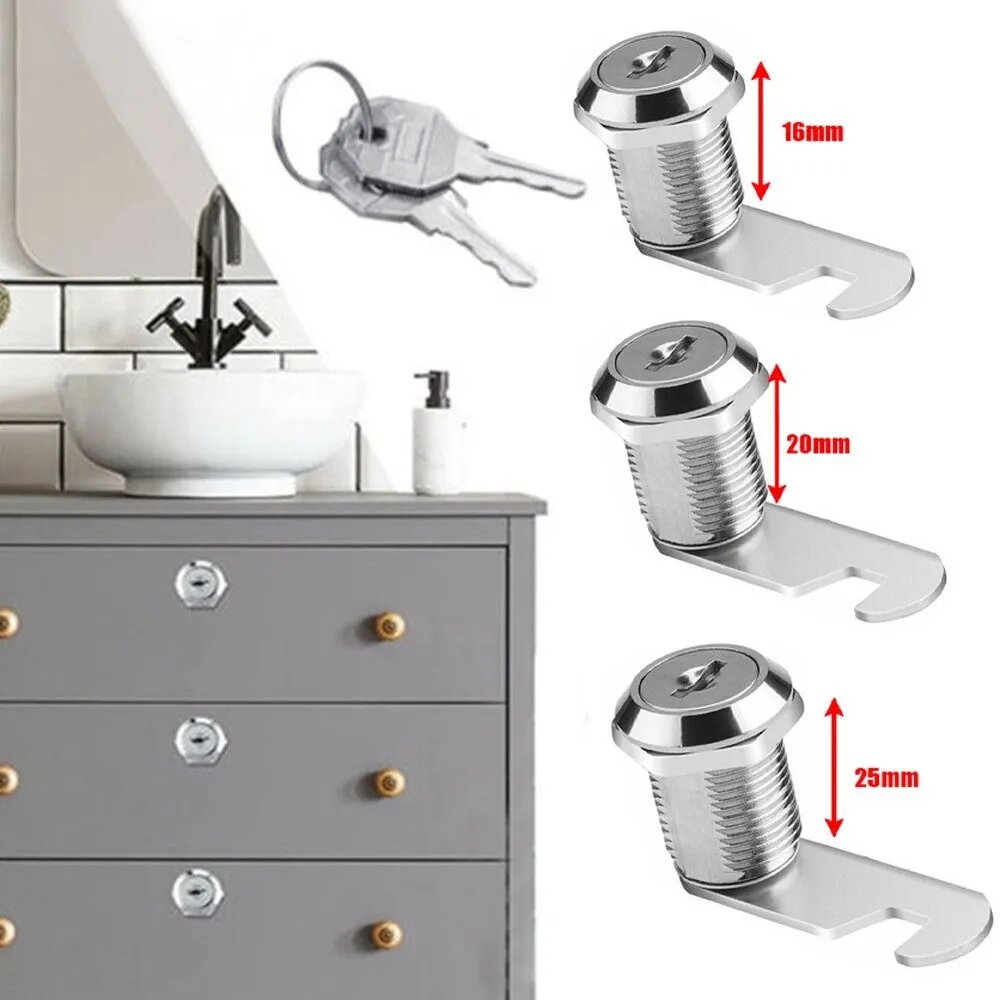 OZ-UVBZ-16/20/25 мм замок для двери ящика шкафа почтового ящика шкафчик + 2 ключа