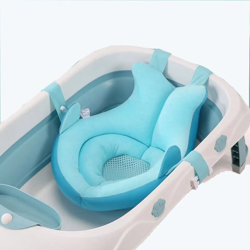 Гамак для купания новорожденных в ванночку, розовый / мягкая горка с креплениями для поддержки для малышей / купальный матрасик - подставка для мытья ребенка