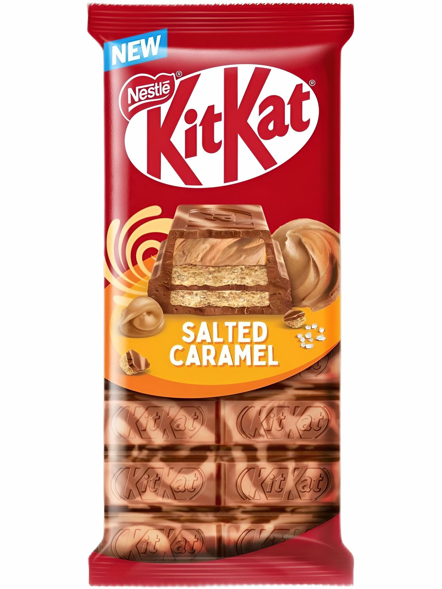 Шоколадный батончик KitKat Salted Caramel с хрустящей вафлей и начинкой со вкусом солёной карамели, 99 гр. (Болгария)