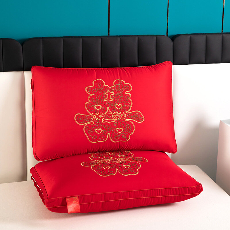 Хлопок Свадебные Подушки Соевое Волокно Красный Свадебный Хлопок Вышитые Подушки Основной Сопровождающие Свадебные