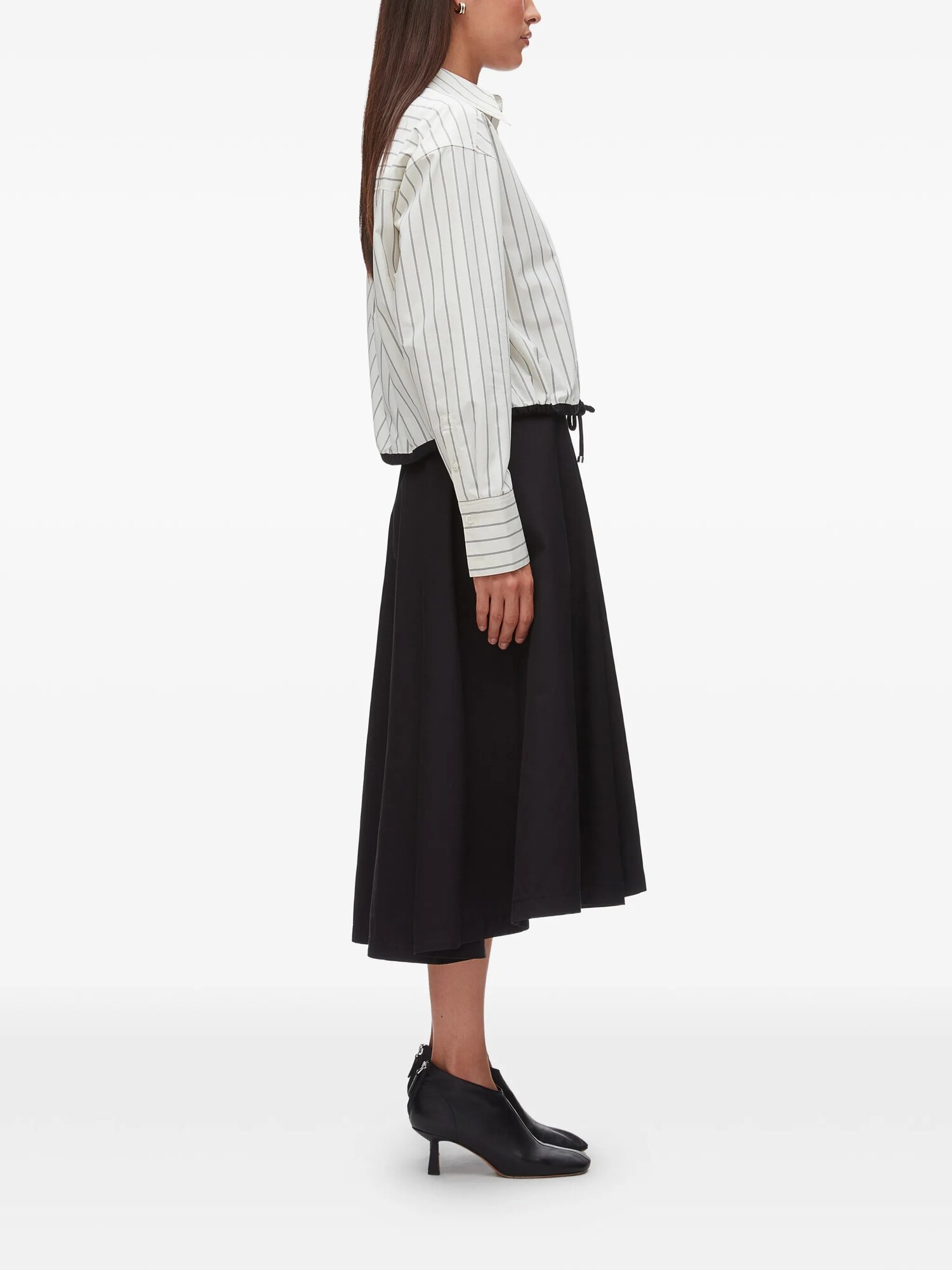 Рубашка 3.1 Phillip Lim Striped cropped shirt, размер 0, черный — фото 1