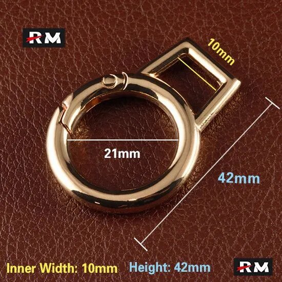 Карабин для сумок и рукоделия, Квадратное кольцо-пружина для хвоста, брелок, металл, Внутренний диаметр 10 мм, Стиль B-золотой, Премиум-издание, 2 шт