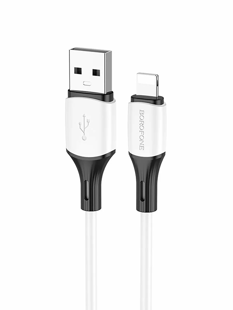Кабель Borofone BX79 USB to Lightning силиконовый, 2.4А, 1 метр, белый (для iPhone 14, 13, 12, 11 и ранее)