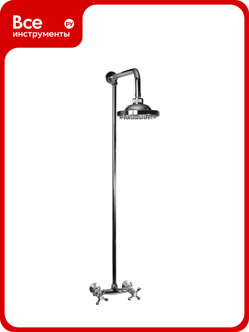 Смеситель для душа stOmega Omega, 1/2", керамика, крест, стационарный, двухвентильный хромированный с боковым рычагом