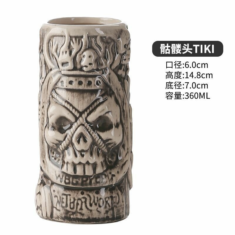 Винтажный стиль, новый гавайский Хэллоуин, специальная керамическая чашка Тики с призрачным лицом, зомби, череп, коктейльная чашка