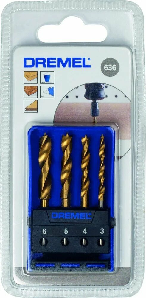 Dremel 636 Набор сверл по дереву 4 шт 26150636JA