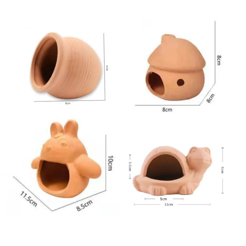 Декоративный аквариумный элемент: глиняный горшок-укрытие, домик для разведения и спаривания рыб, пещера для скрытия,