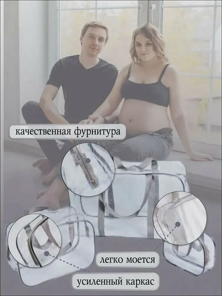 Сумка в роддом прозрачная готовая для мамы и малыша / Набор для беременных 3 шт / Цвет серый прозрачныйБольшой 30*22*10 см Средний 24*20*5 см Малый 18*14*4 см
