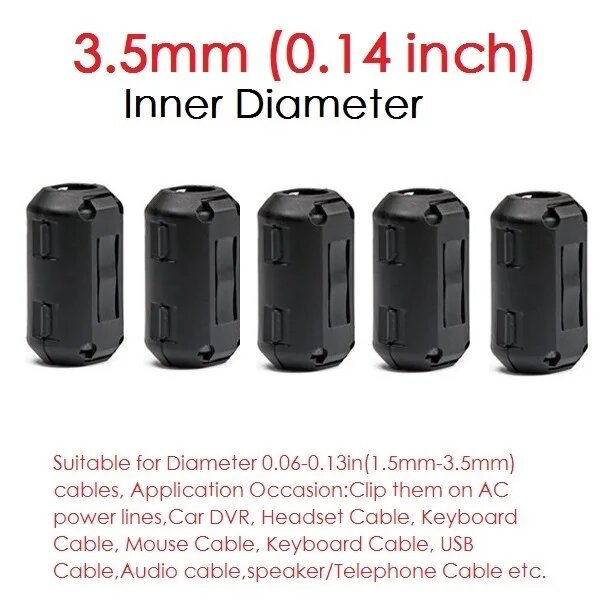 Ферритовый дроссель экранированный зажим 5шт 5.0мм 3.5мм 3.5mm Noise Filter