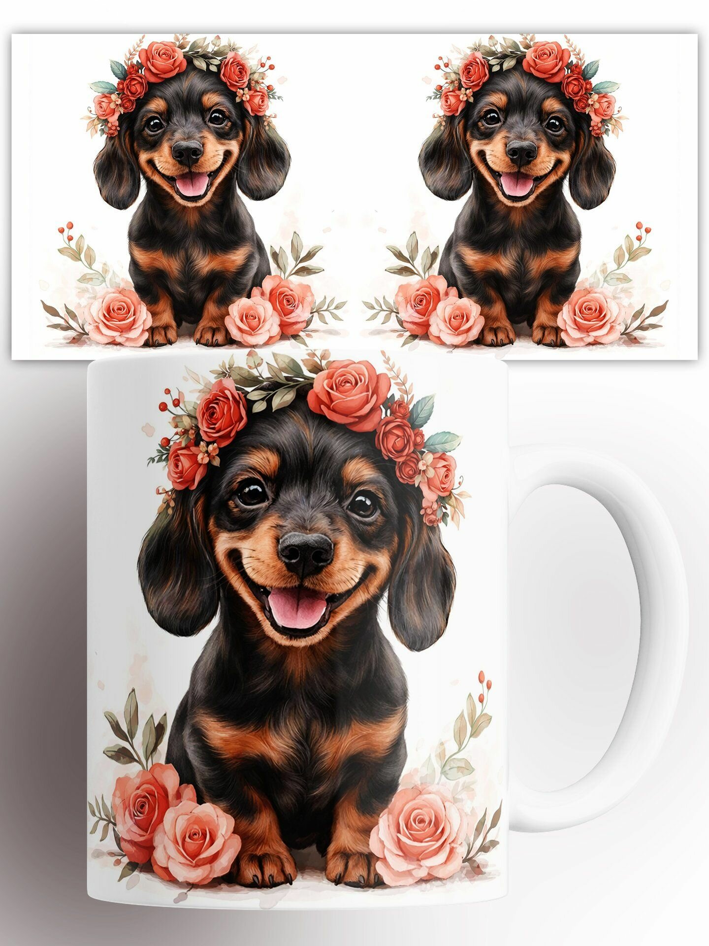 Кружка Собачки в цветах Такса 330 мл