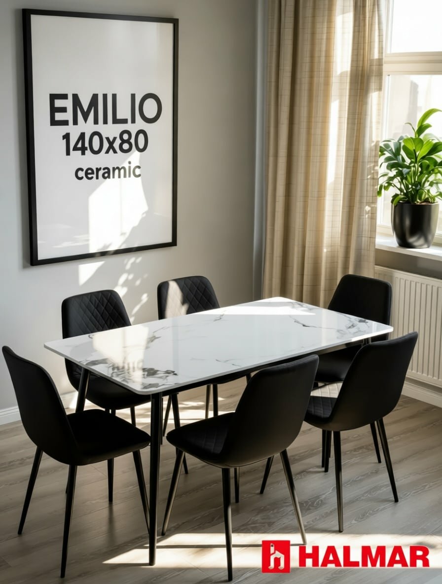 Керамический стол EMILIO 140x80 *надежное крепление столешницы*
